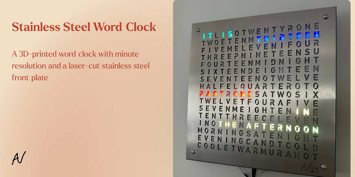 Stainless Steel Word Clock - Aiden Vigue